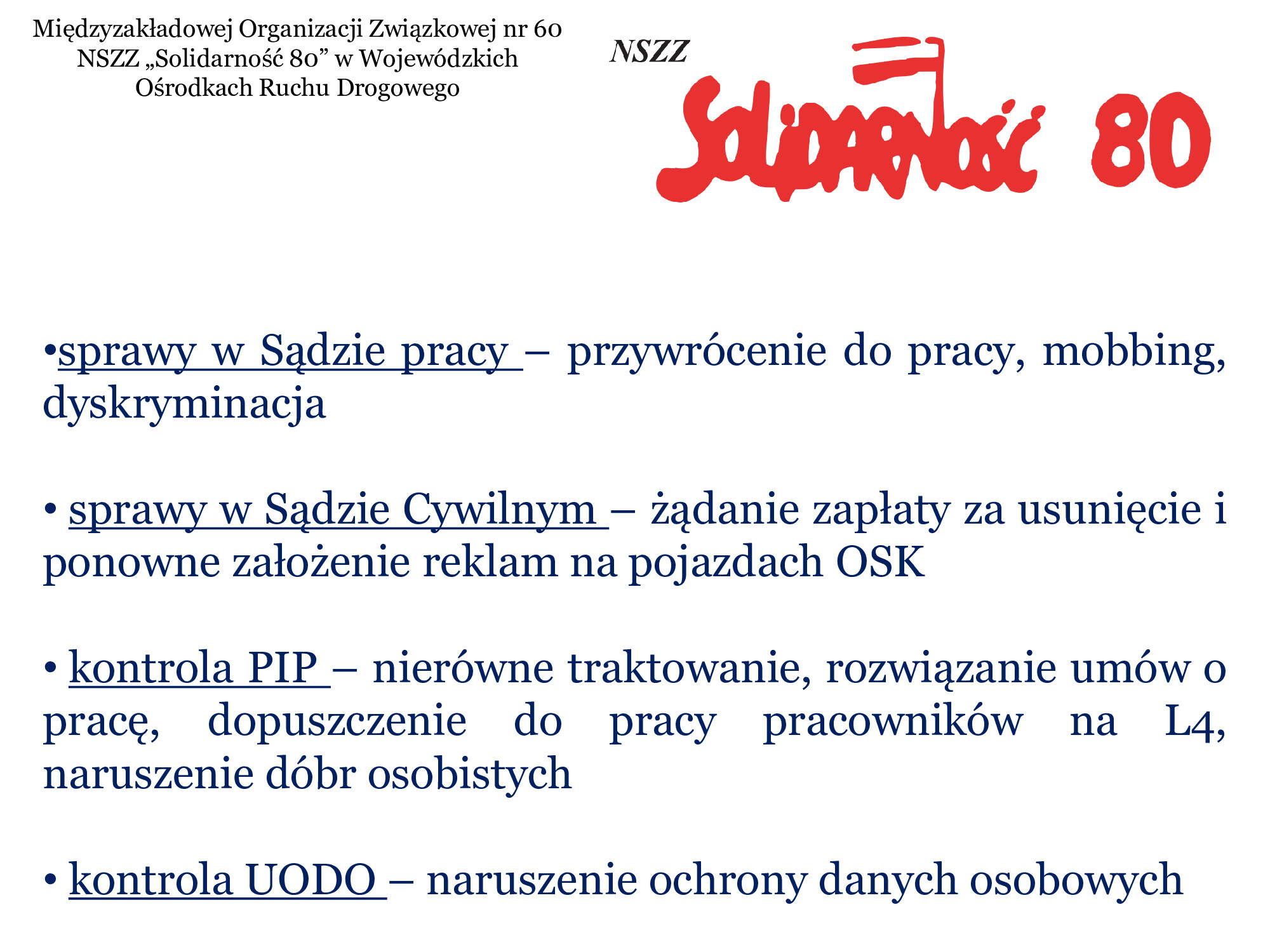 NSZZ "Solidarność"-80 w WORD » Prezentacja Organizacji na WRDS w Toruniu