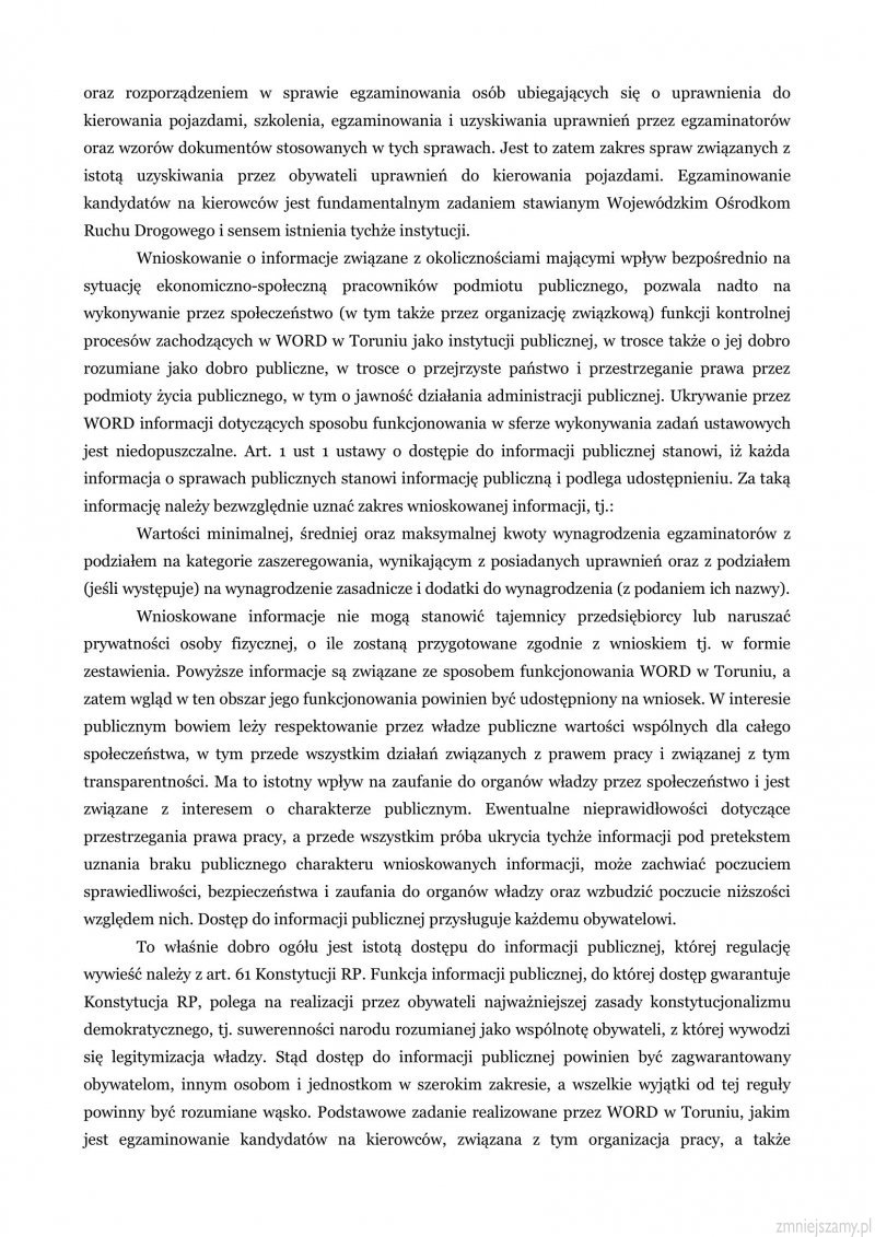 NSZZ "Solidarność"-80 w WORD » Skarga do WSA w Bydgoszczy